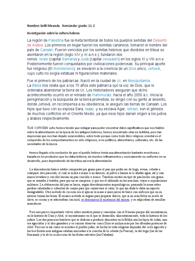 Alimentación en la cultura hebrea | PDF | Panes | Canaán