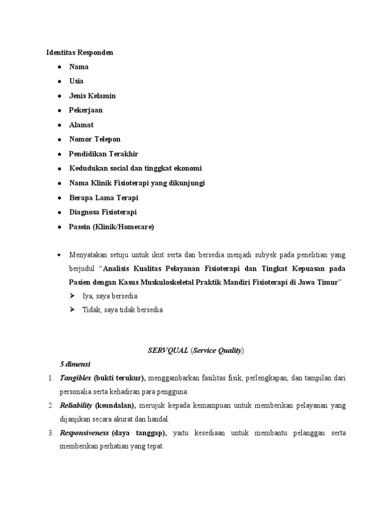 Kuesioner SERVQUAL | PDF
