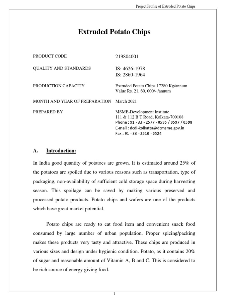 Extruded Potato Chips | PDF | Potato | Depreciation