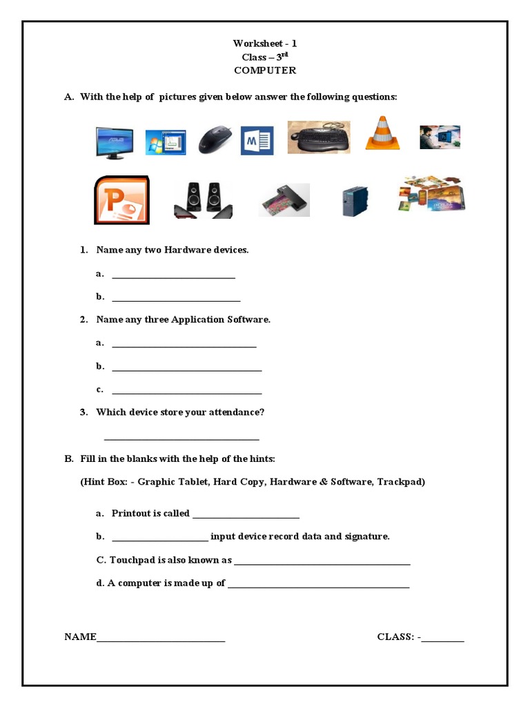 Worksheet 1 S.V C-3rd | PDF | Teaching Methods & Materials | Computers