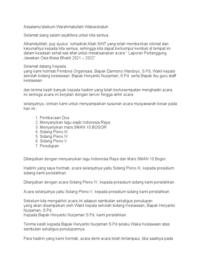 Teks MC MUBES (Hari 2) Final | PDF