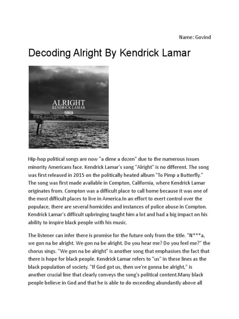 Meaning of "Alright" by Kendrick Lamar | PDF | Hip Hop Music