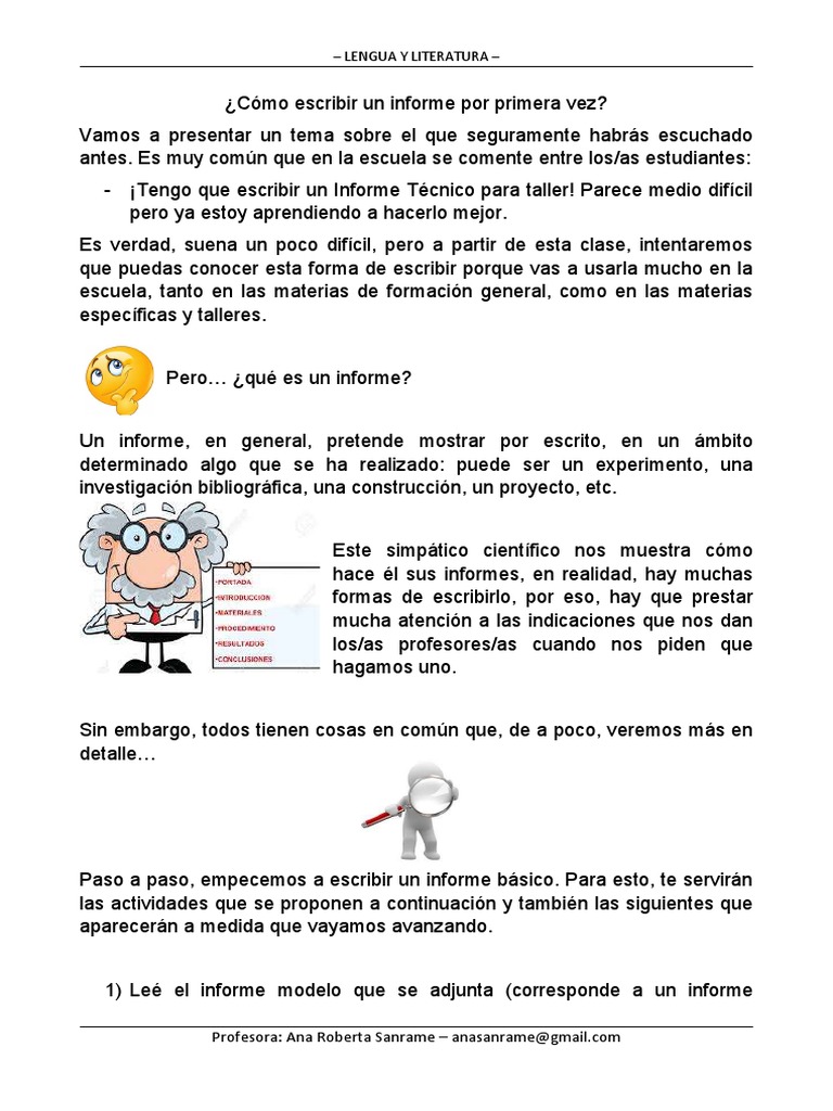 Como Escribir Un Informe - Primer Año | PDF