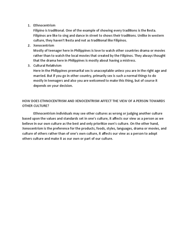 How Etnocentrism and Xenocentrism Affect The View of A Person Towards ...