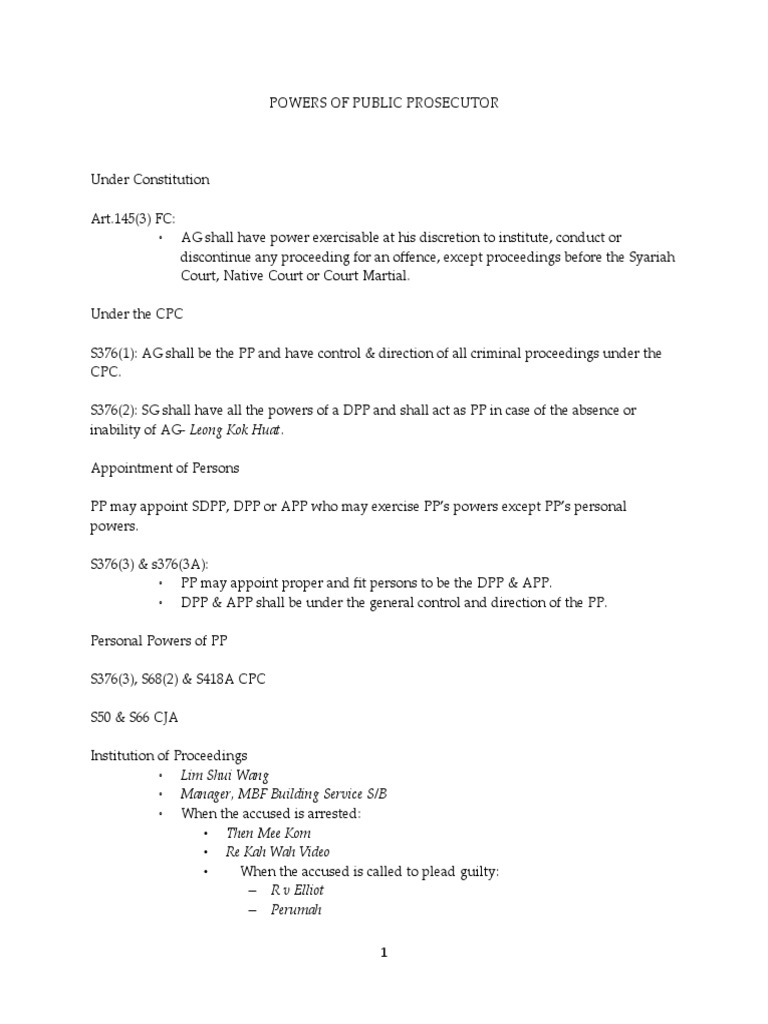 Powers of Public Prosecutor Lect | PDF | Prosecutor | Criminal Procedure In South Africa