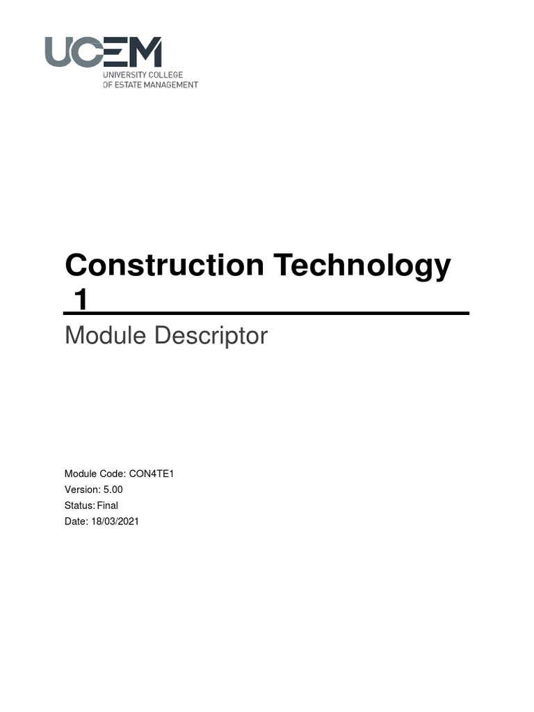 CON4TE1 Construction Technology 1 | PDF | Cognition | Communication