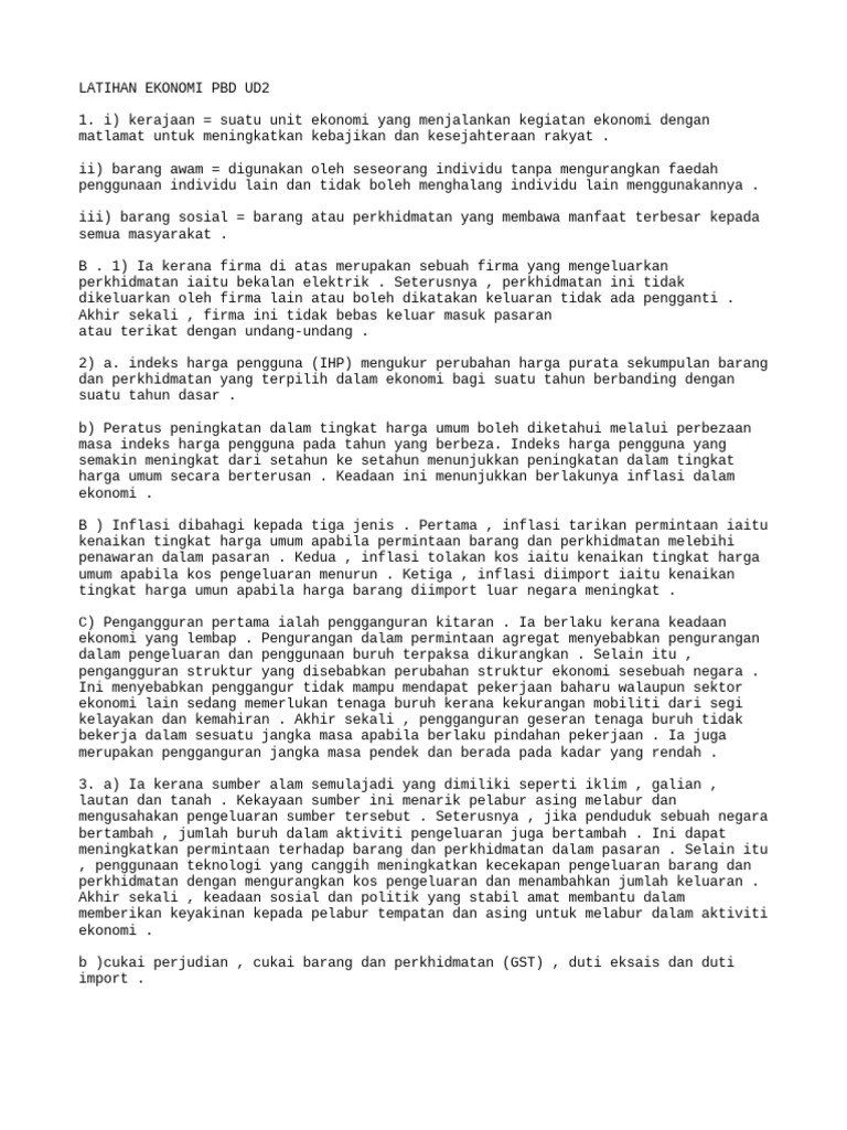 Latihan Ekonomi PBD Ud2 | PDF