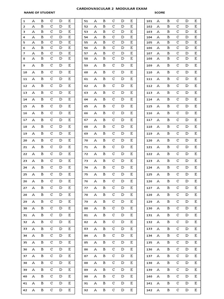 MODULAR EXAM Answer Sheet | PDF