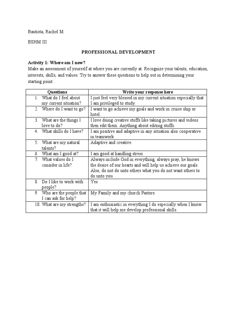 Bautista, Rachel M. Chapter 4-Professional-Development | PDF | Goal | Mentorship