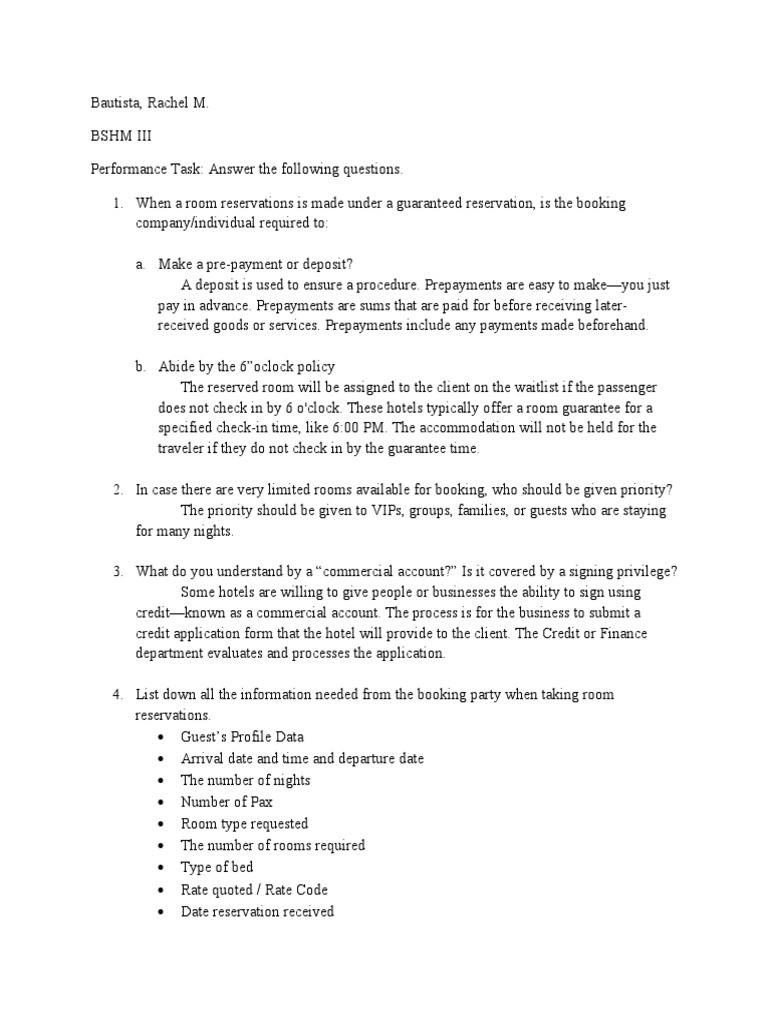 Hotel Reservation Process Explained | PDF | Service Industries