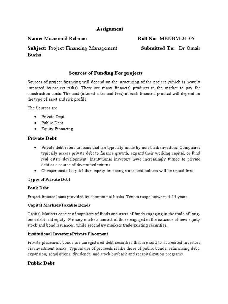 PFM Assignment | PDF | Debt | Loans