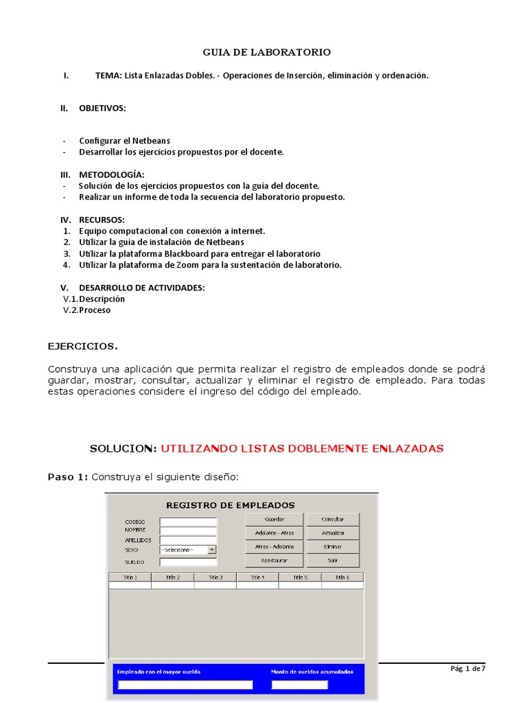 Implementing Linked List Operations for Employee Records Management: A Lab Guide | PDF