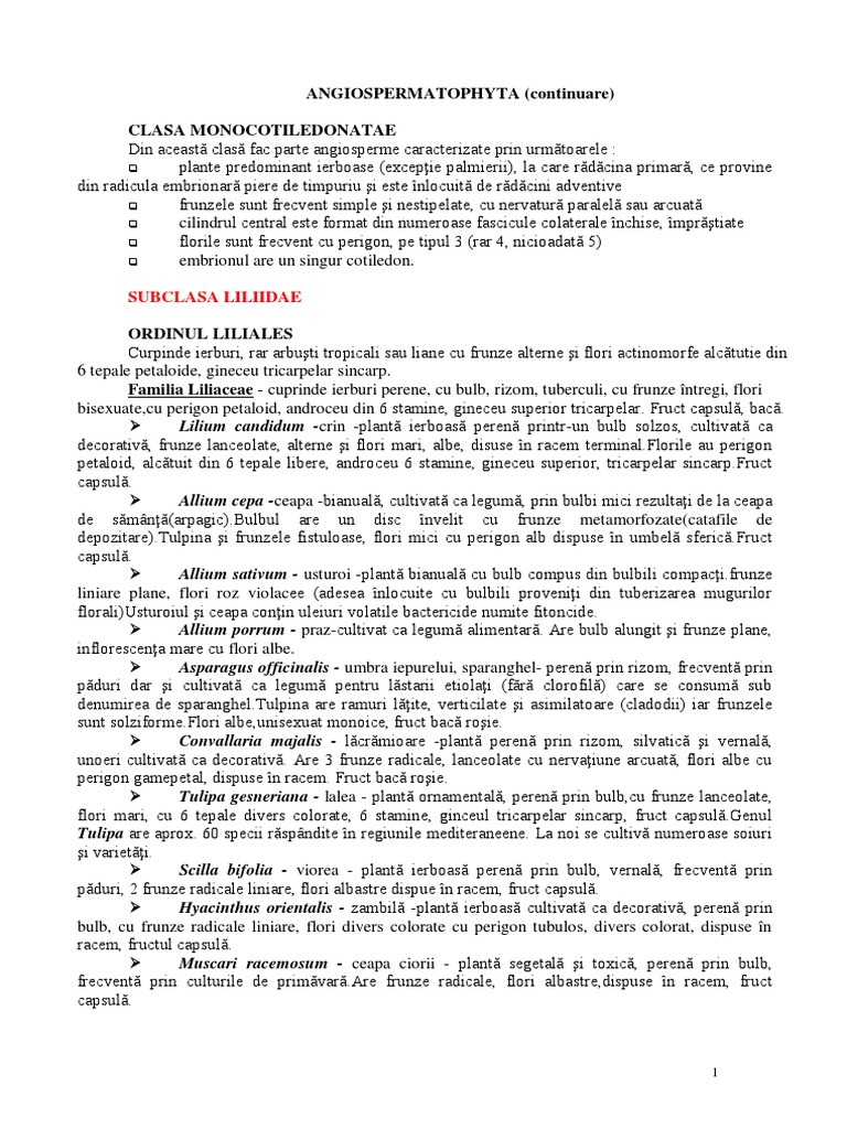 6.curs Monocotiledonate | PDF