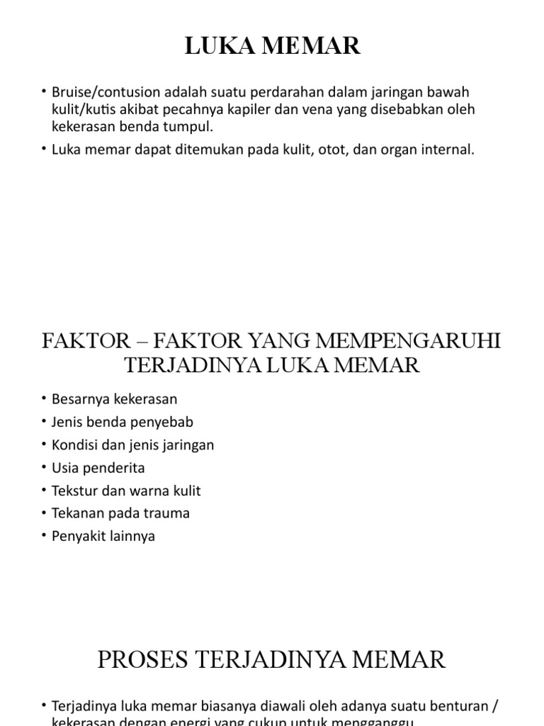 Perbedaan Lebam Mayat Dan Memar | PDF