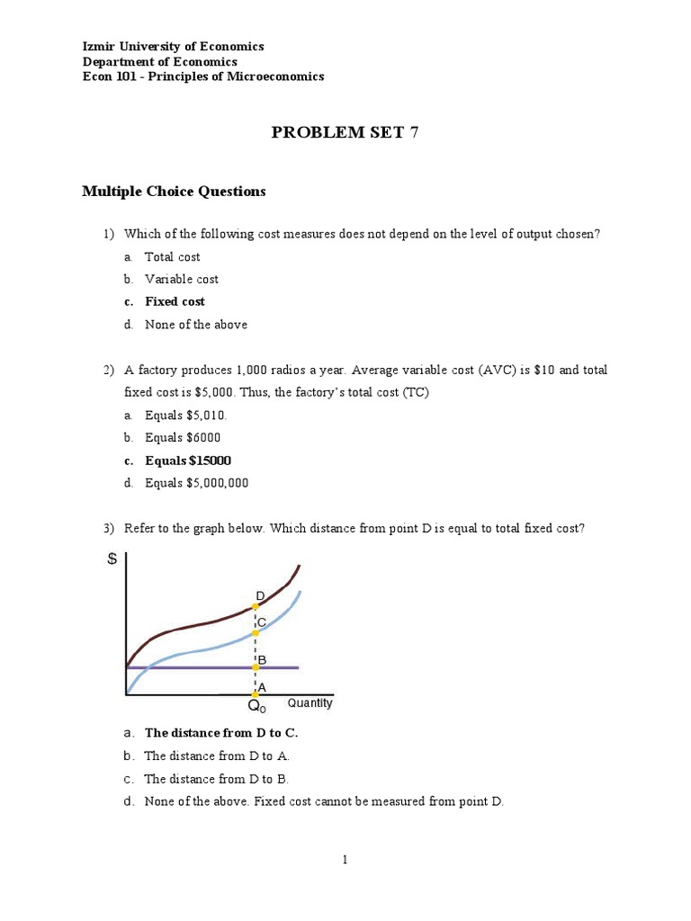 Problem Set 7: Multiple Choice Questions | PDF | Marginal Cost | Marketing