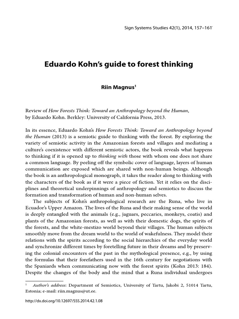 Magnus - Eduardo Kohn S Guide To Forest Thinking | PDF | Thought ...