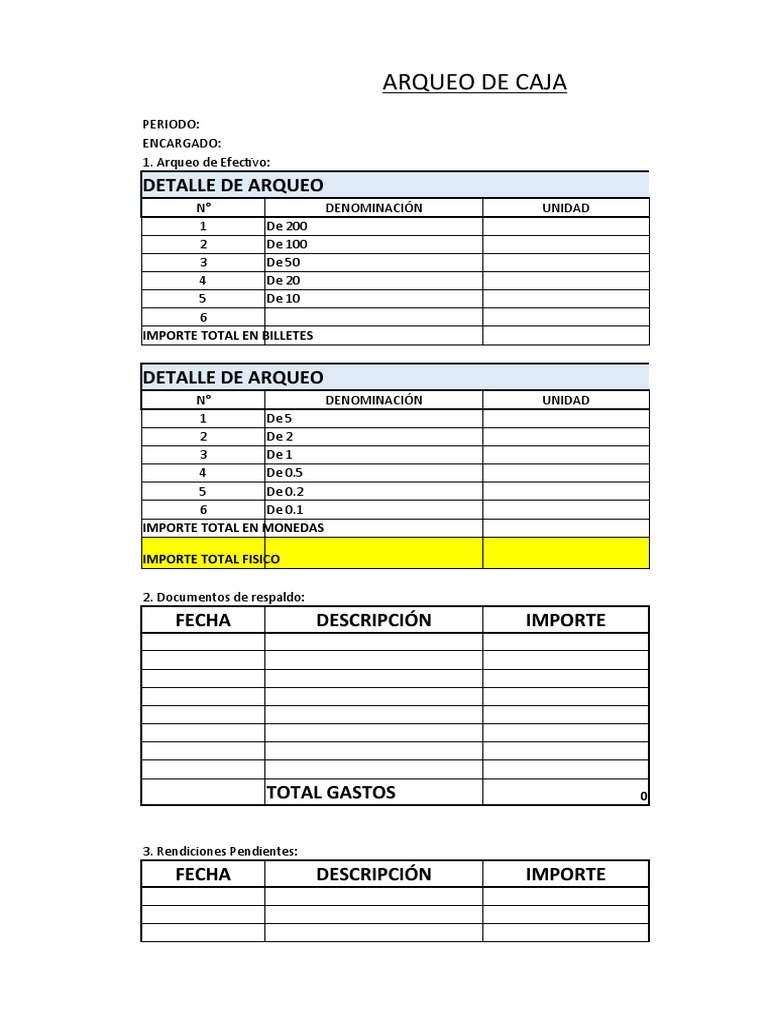 Formato Arqueo Caja CONTA | PDF