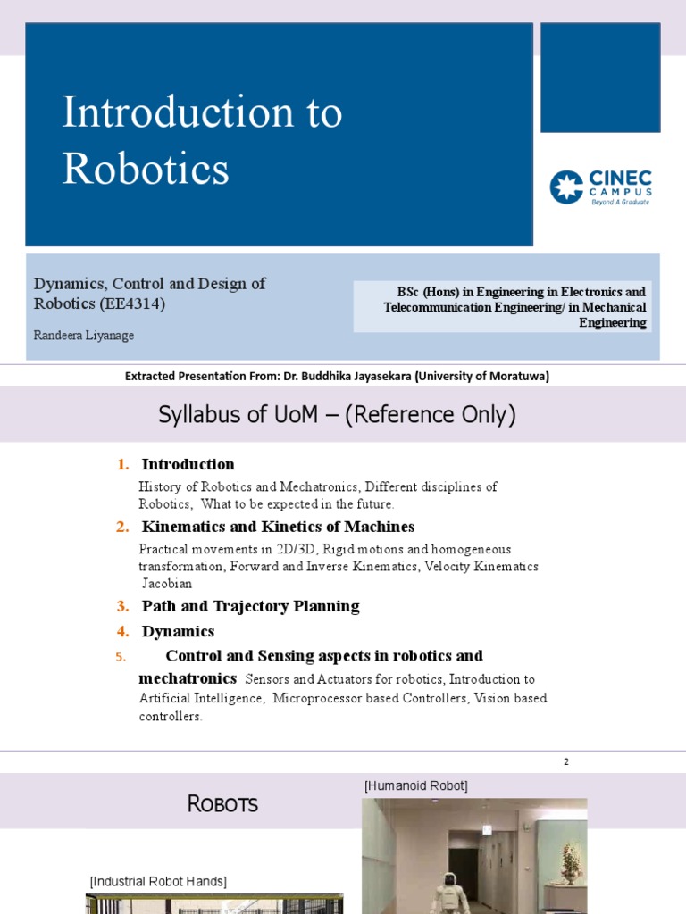 01 Introduction To Robotics | PDF | Robotics | Robot