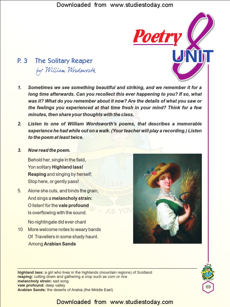 Solitary Reaper | PDF | Poetry