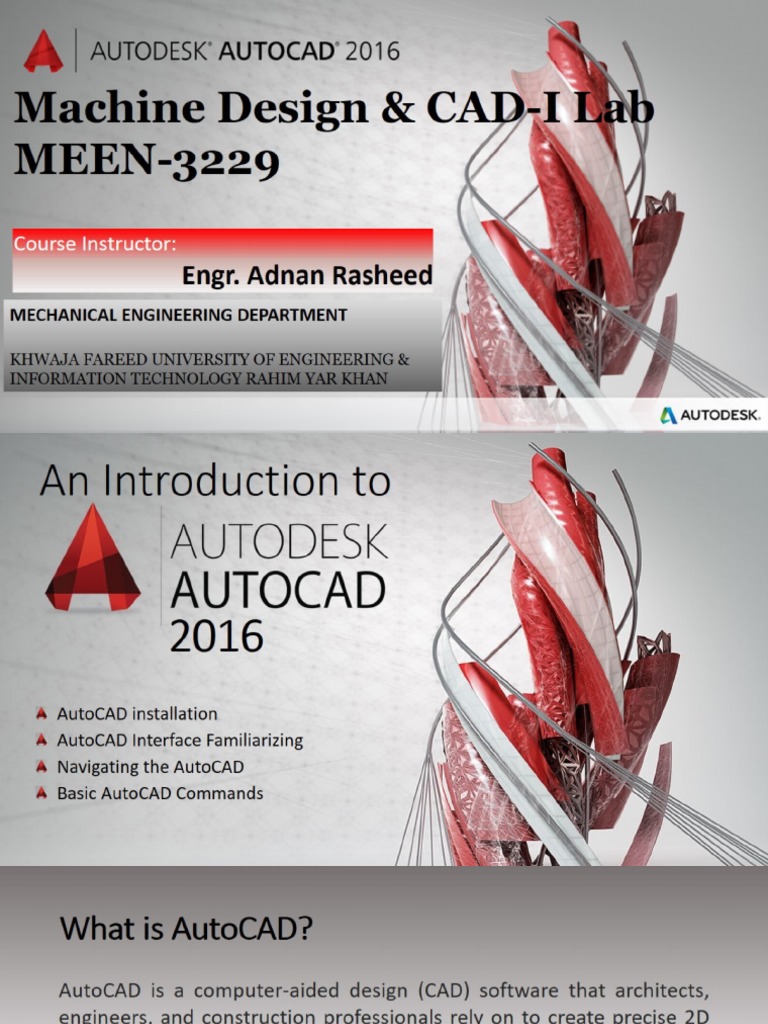 Introduction To AutoCAD 2016 PPPT | PDF