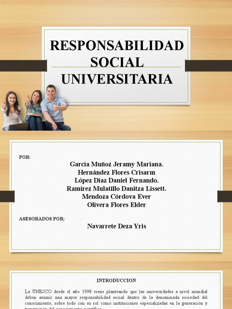 Responsabilidad Social Universitaria | PDF | Maestros | Sociedad