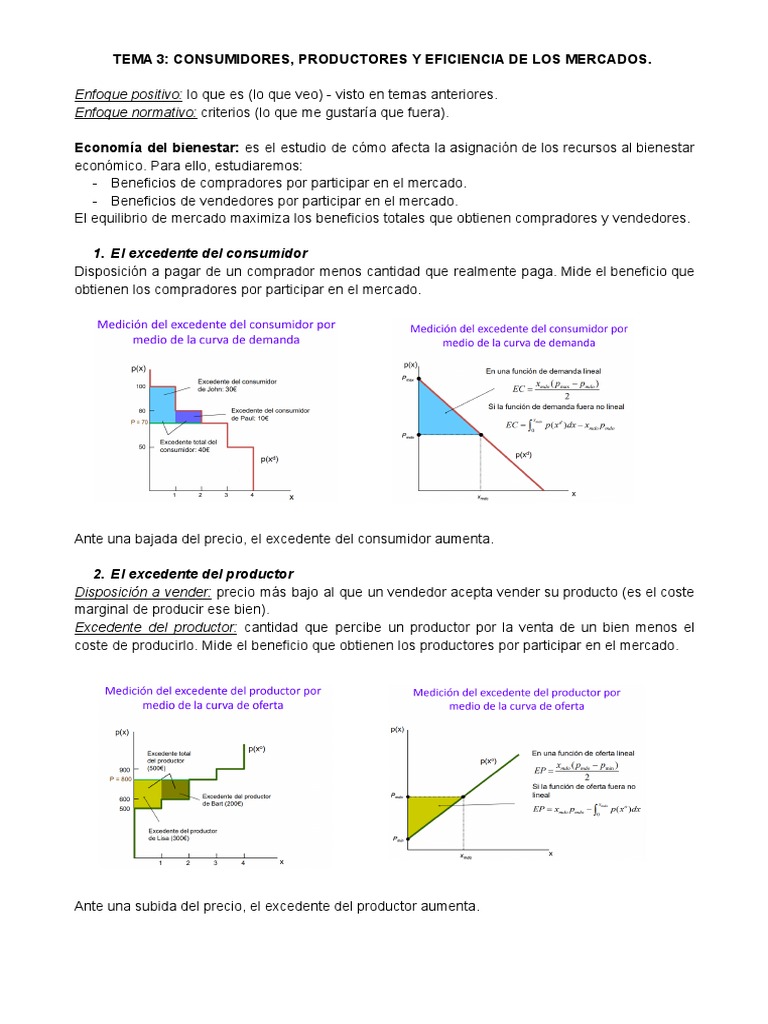 TEMA 3 Consumidores, Productores y Eficiencia de Los Mercados | PDF ...