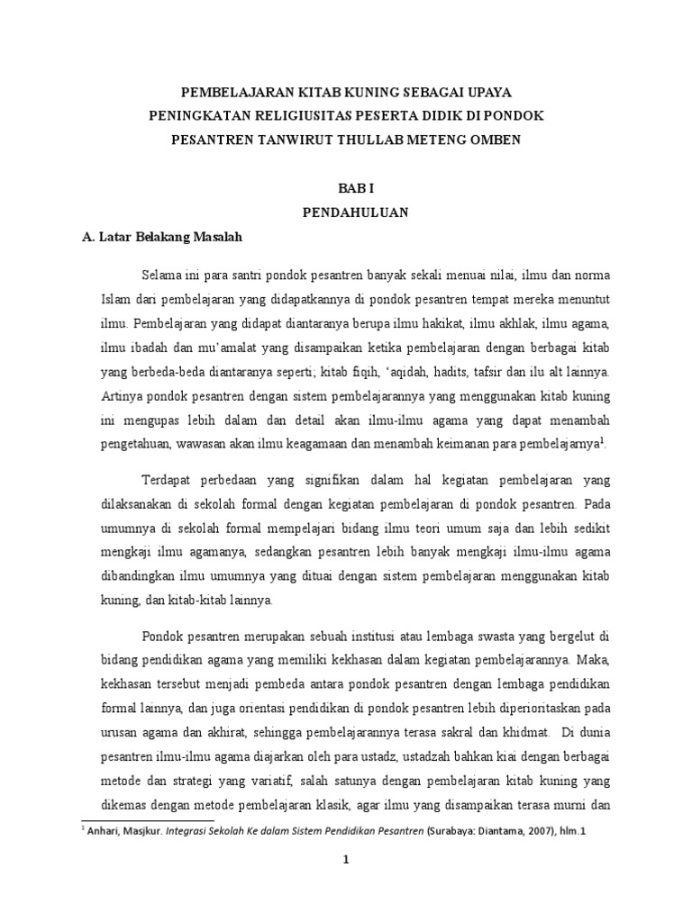 Implementasi Pembelajaran Kitab Kuning Bab III | PDF