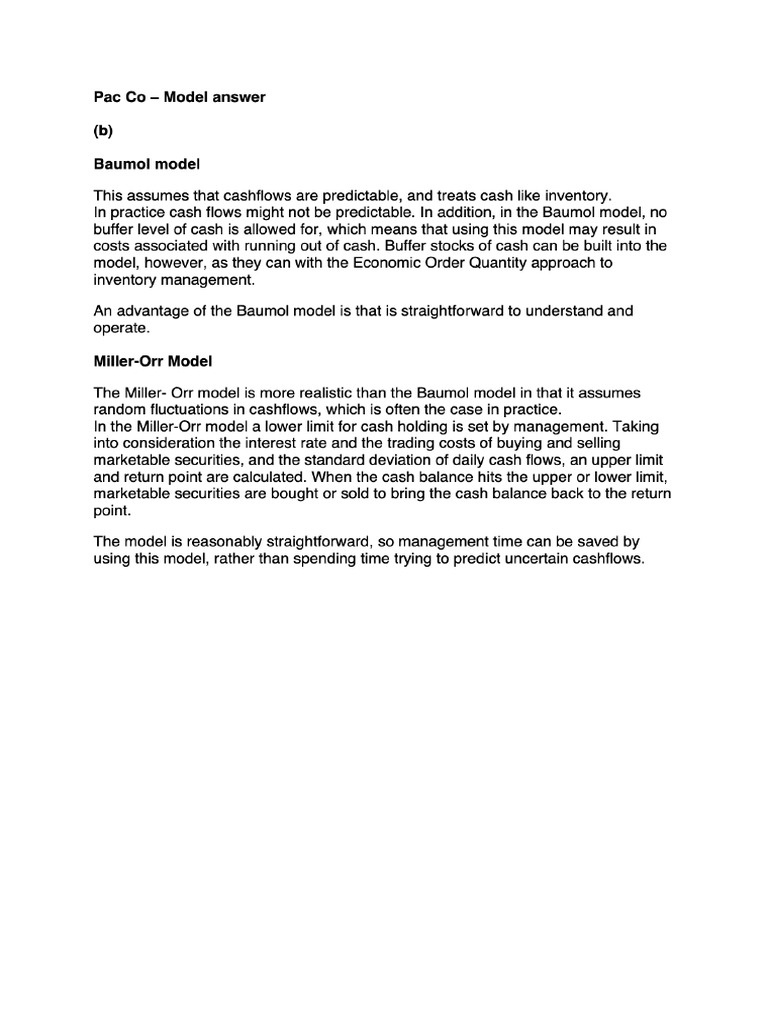 Baumol Miller Orr Pros Cons | PDF