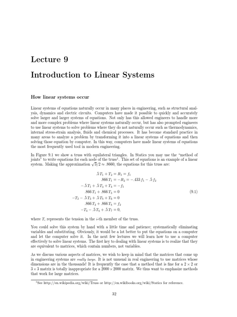 Lecture 9 | PDF | Matrix (Mathematics) | System Of Linear Equations