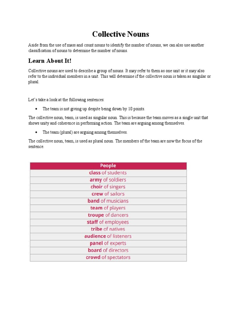 Understanding Collective Nouns | PDF | Language Arts & Discipline