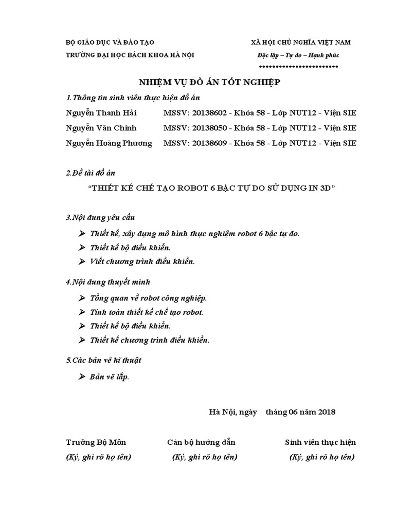 123doc Do An Canh Tay Robot 6 Bac Tu Do | PDF