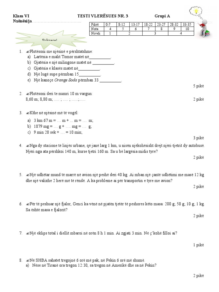 Mateamtika 6 Test 3 Vleresues Pdf