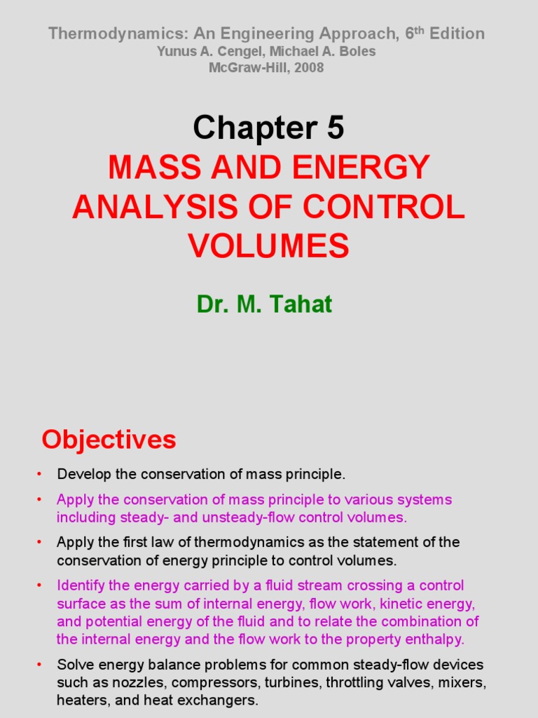 Chapter (5) - Mass and Energy Analysis of Control Volumes | PDF | Fluid Dynamics | Turbine