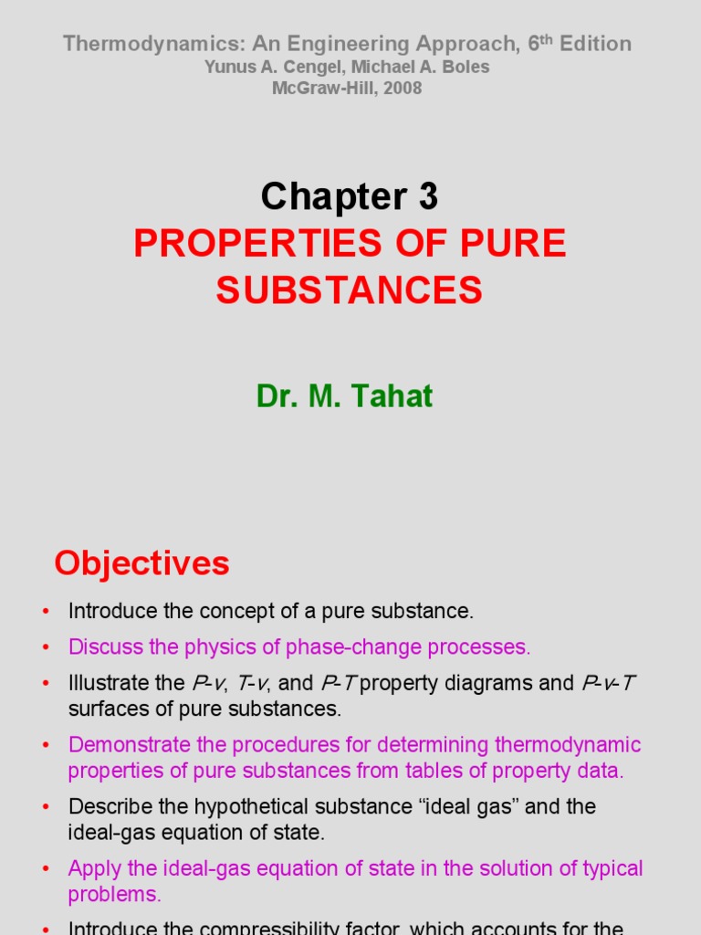 Thermodynamic Properties of Pure Substances | PDF | Gases | Latent Heat