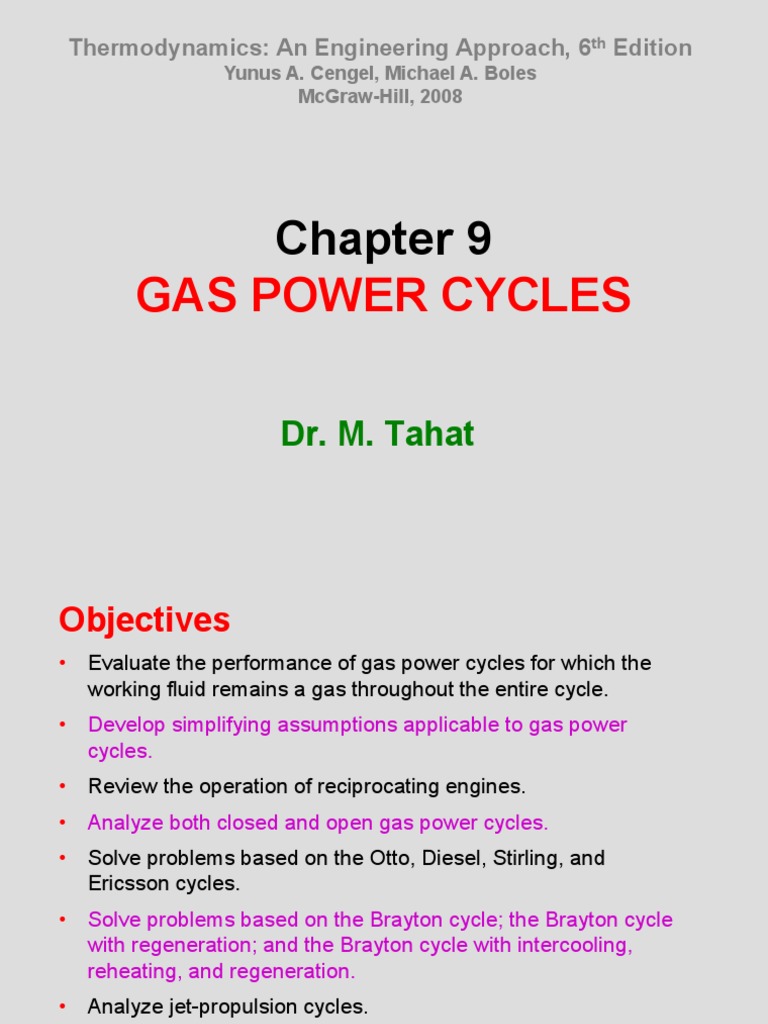 Chapter (9) - Gas Power Cycles | PDF | Jet Engine | Gas Turbine