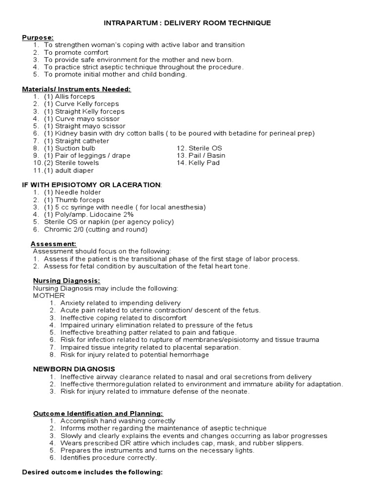 DR Technique Checklist 1 | PDF | Childbirth | Health Sciences
