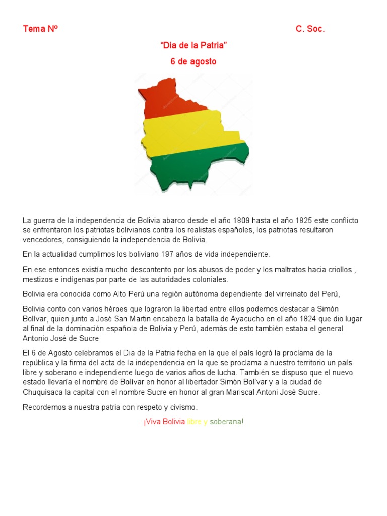 Celebración del Día de la Patria en Bolivia | PDF