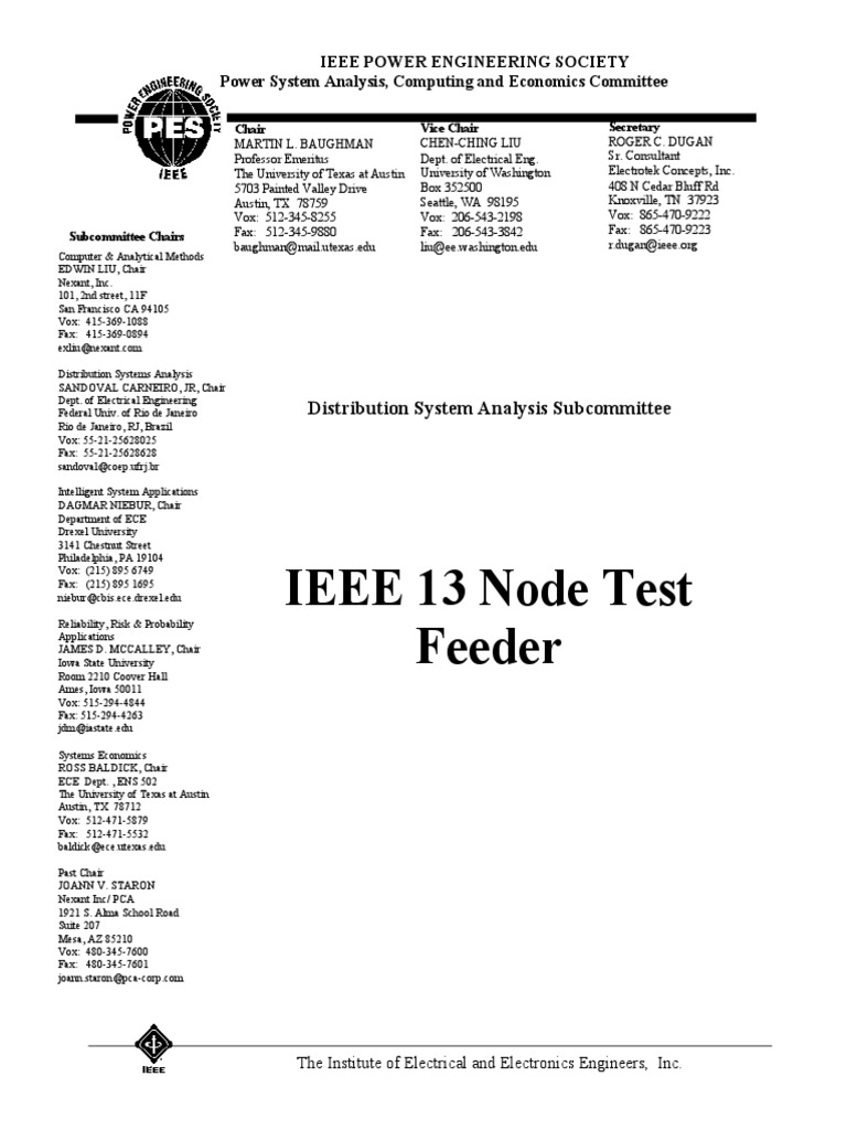IEEE 13 Node Test Feeder | PDF | Institute Of Electrical And ...