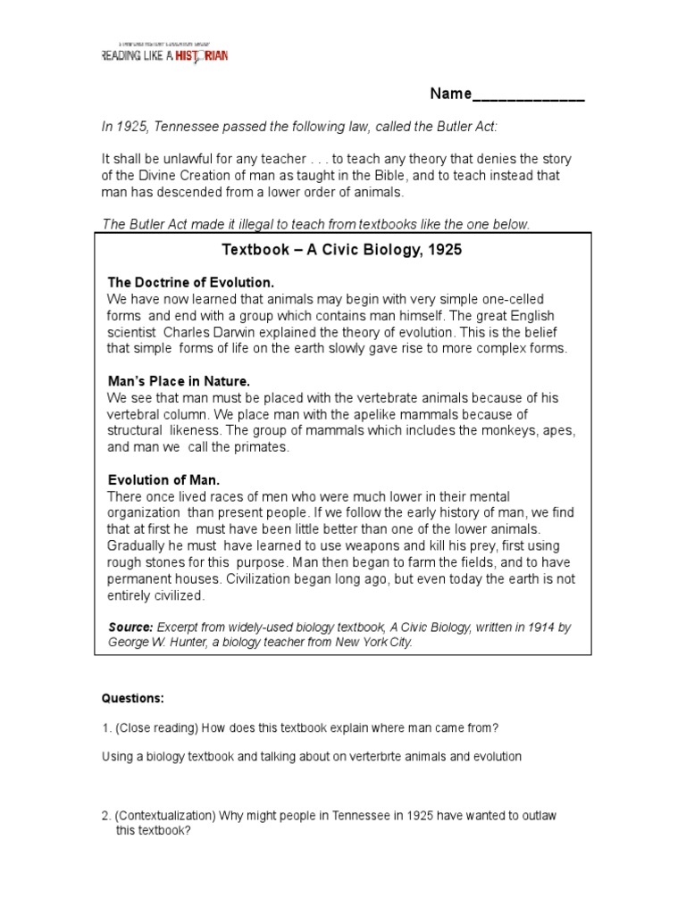 1925 Evolution Debate in Tennessee | PDF
