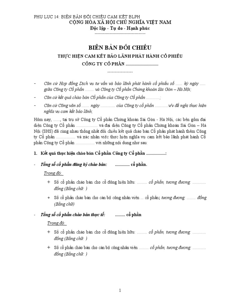 PL 14 Bien Bao Doi Chieu Cam Ket BLPH | PDF