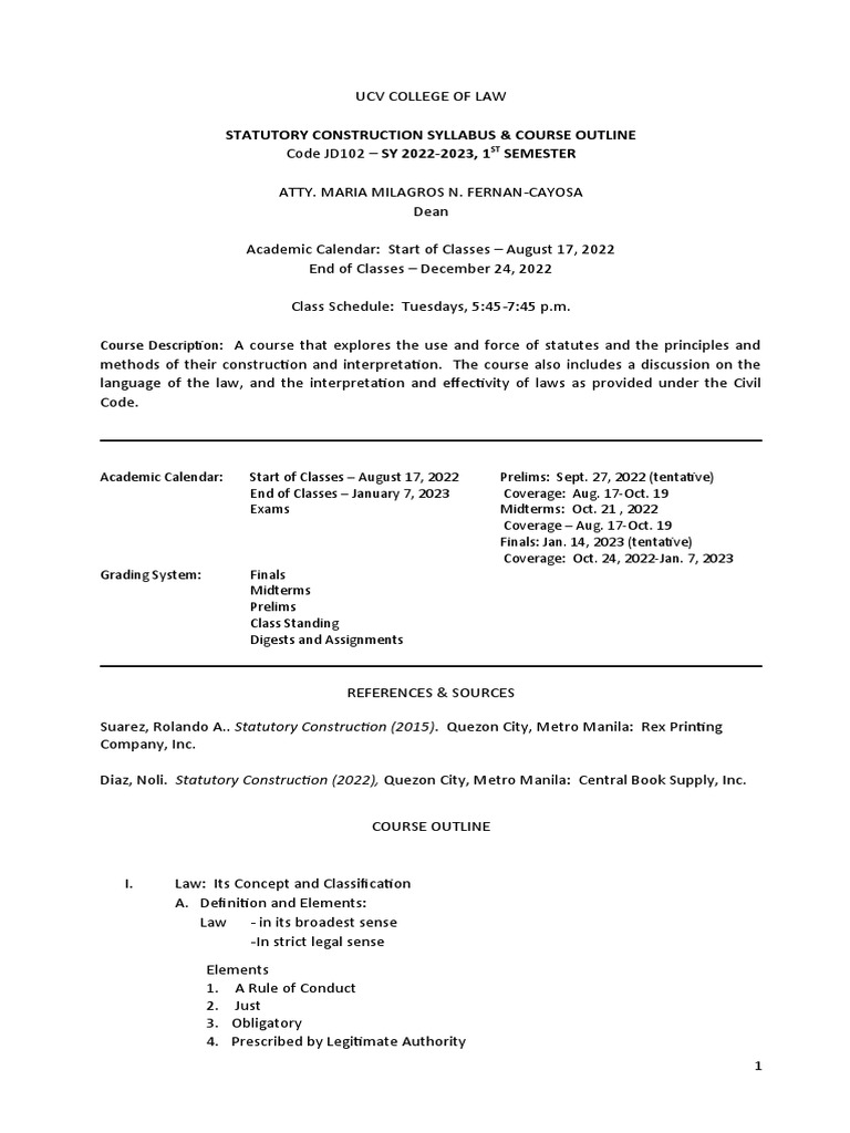 2022 23 Stat Con Outline and Syllabus | PDF | Statutory Interpretation ...