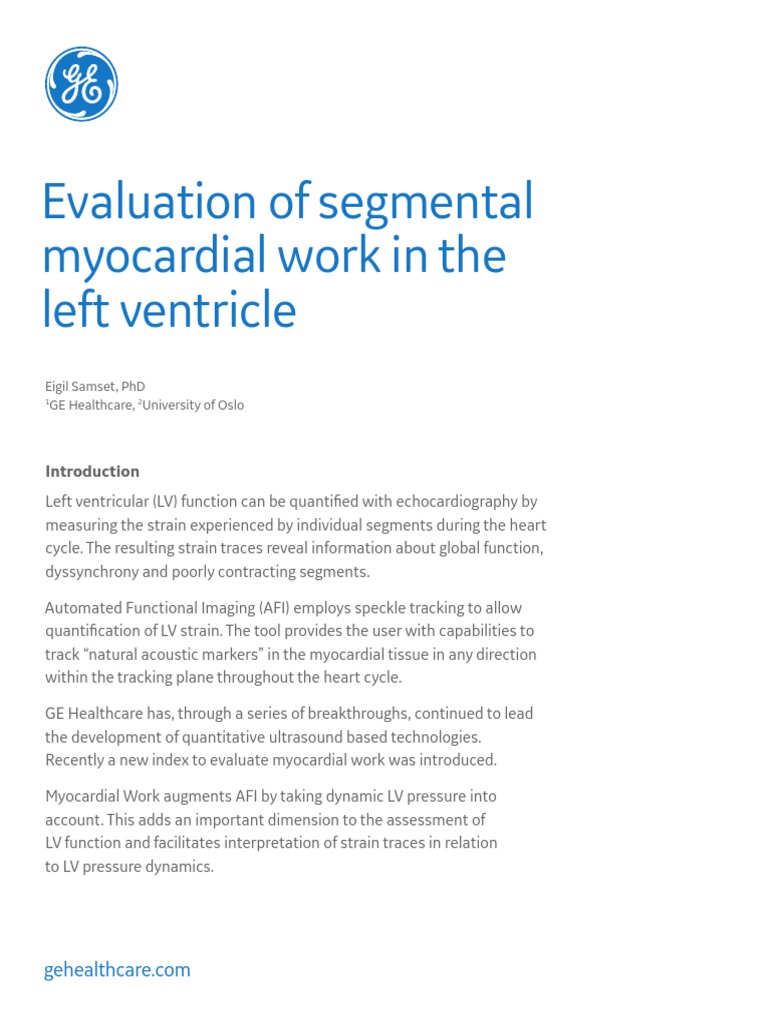 Evaluation of Segmental Myocardial Work in The Left Ventricle | PDF ...