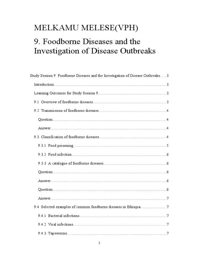 Foodborne Diseases and The Investigation of Disease Outbreaks | PDF ...