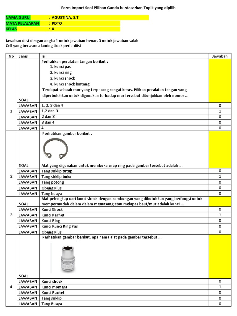 Soal Pdto Kelas X Tkro | PDF