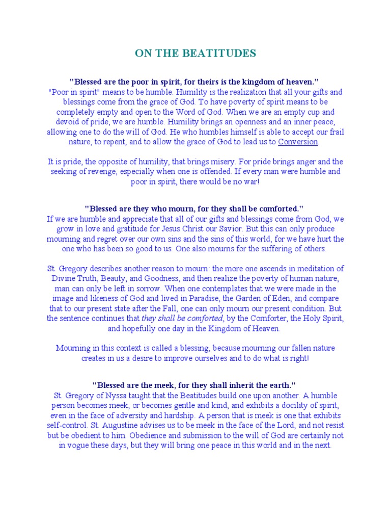 On The Beatitudes Pdf Beatitudes Martyr