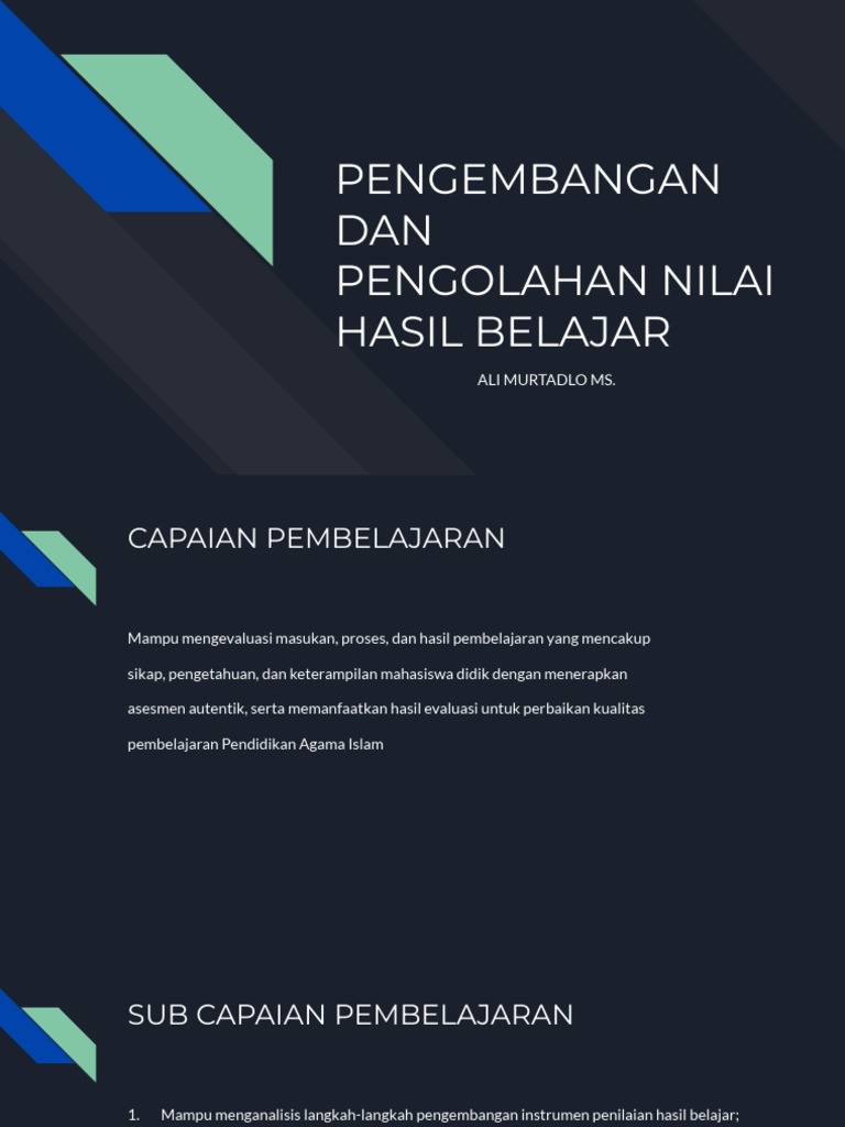 Kb3. Pengembangan Dan Pengolahan Nilai Hasil Belajar | PDF | Karier & Perkembangan