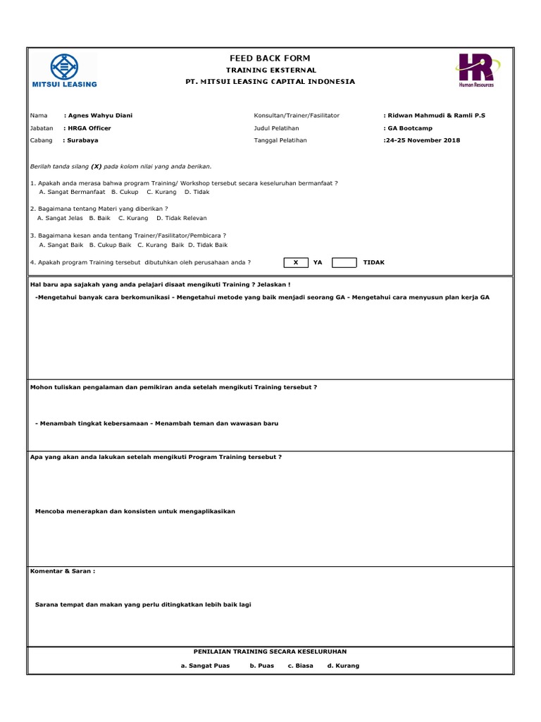 Feedback Form GA | PDF