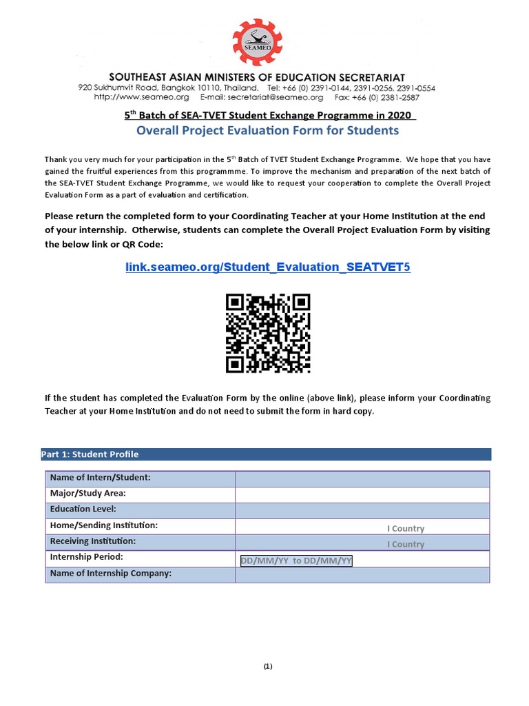 3 - Student Project Evaluation Form - 2march | PDF | Internship | Job ...