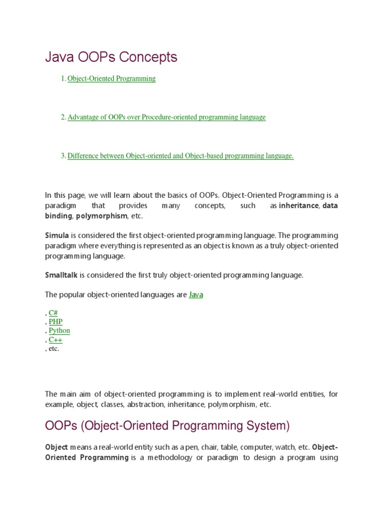Java Oop'Sconcept 1st Chapter | Download Free PDF | Object Oriented ...