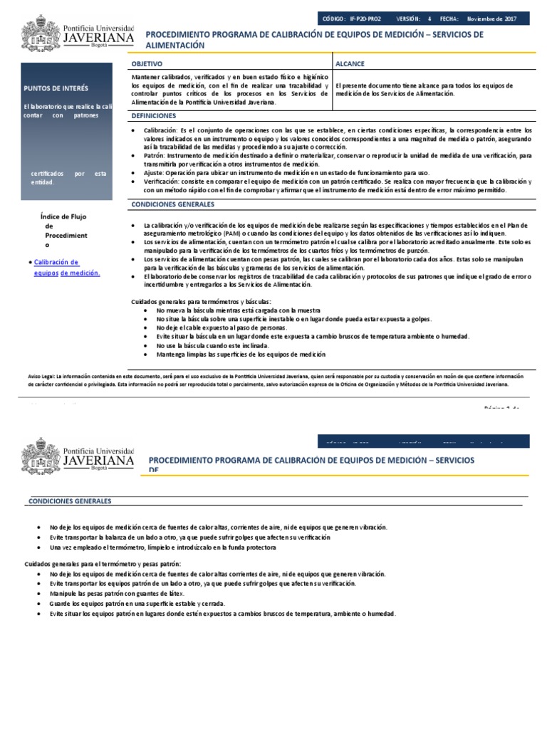 If-P20-PR02 Procedimiento Programa de Calibración de Equipos de Medición - Servicios de ...